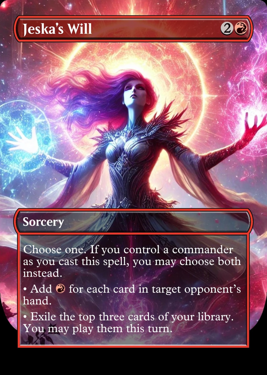 Jeska's Will Borderless Art MTG Custom Art Proxy Card Red Commander EDH ...