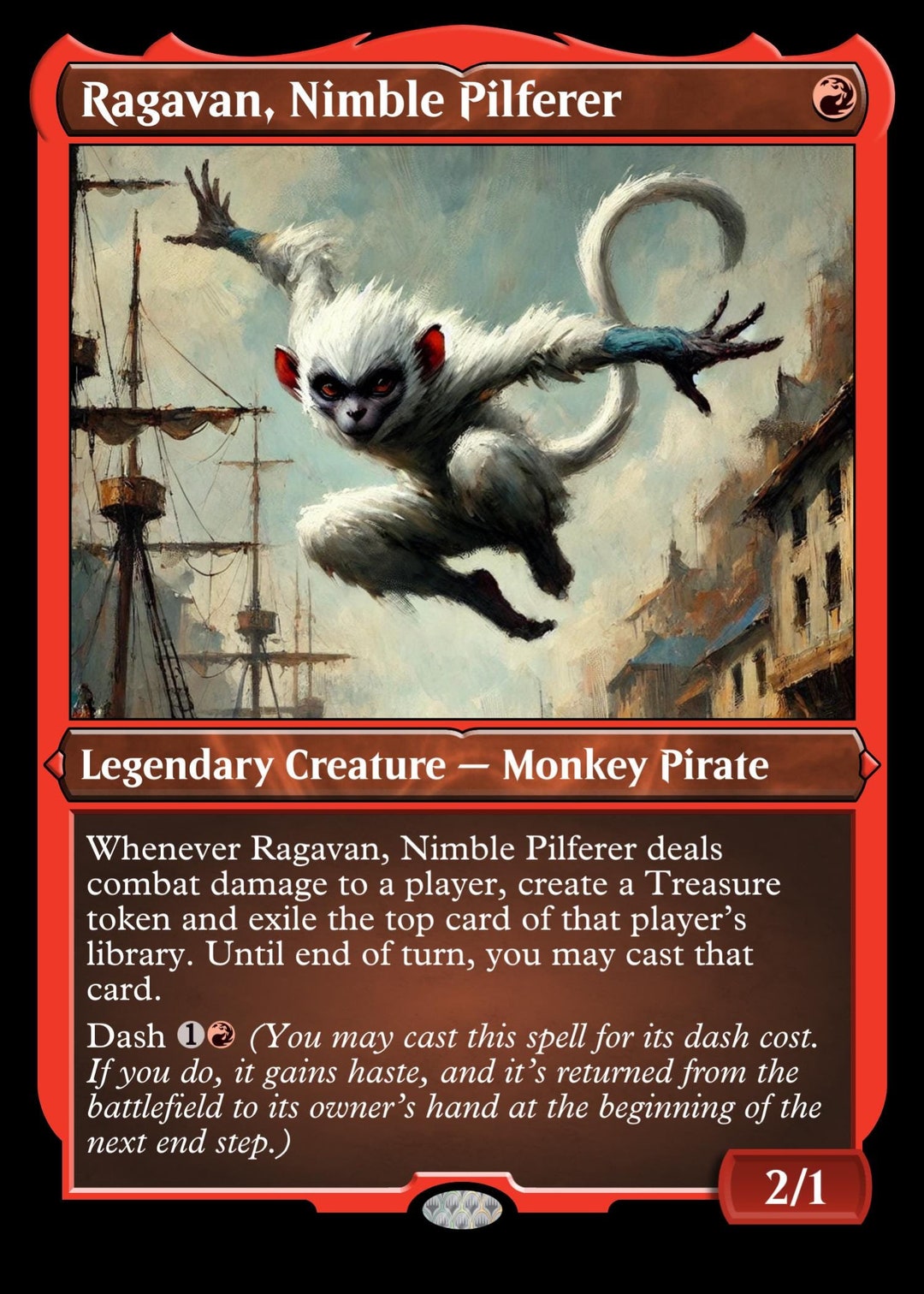 Ragavan, Nimble Pilferer Etched Style Frame B MTG Custom Art Proxy Card ...