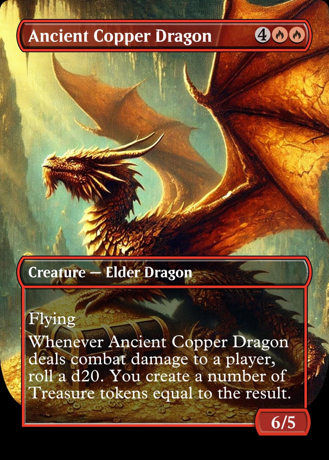 Ancient Copper Dragon Borderless Art MTG Custom Altered Art Game Card ...