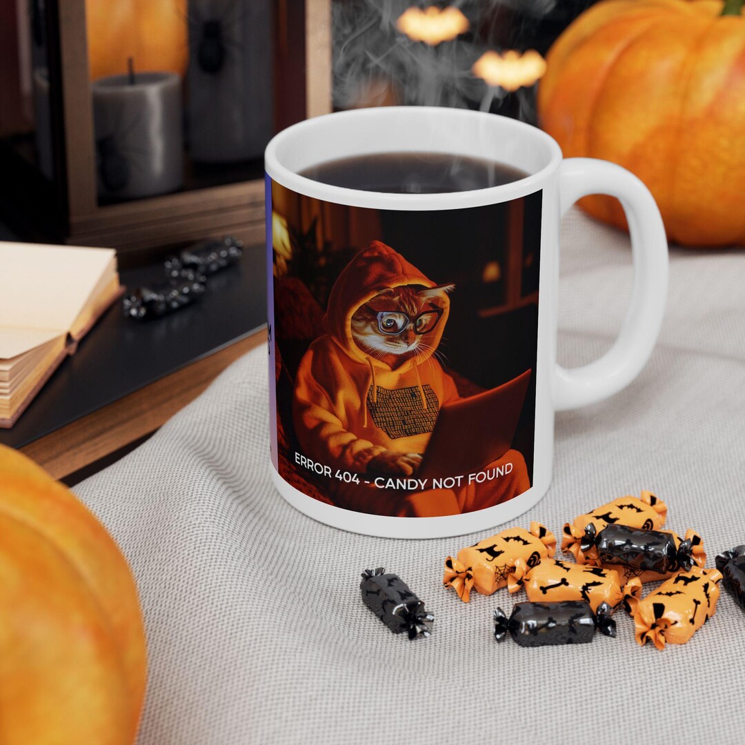 Programmer Halloween Cat Mug, Funny Spooky Cat Coding Coffee Cup for ...
