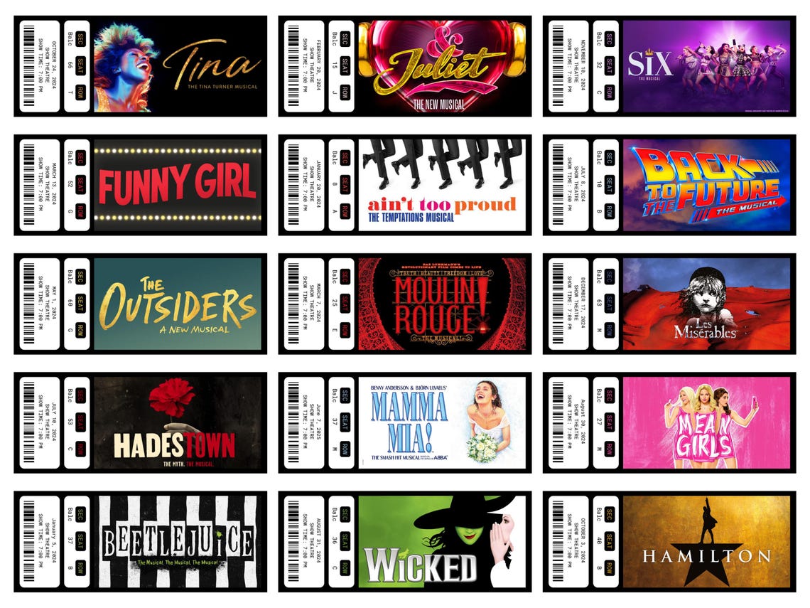 Customizable Theater Tickets, Printable, Digital Download, Keepsake ...