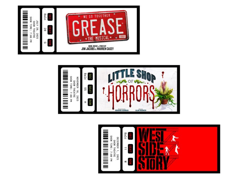Customizable Theater Tickets, Printable, Digital Download, Keepsake ...