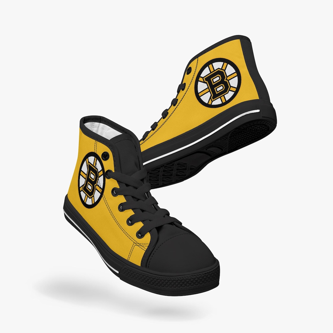 Boston Bruins High Top Sneakers – Yellow NHL Fan Canvas Shoes, Custom ...