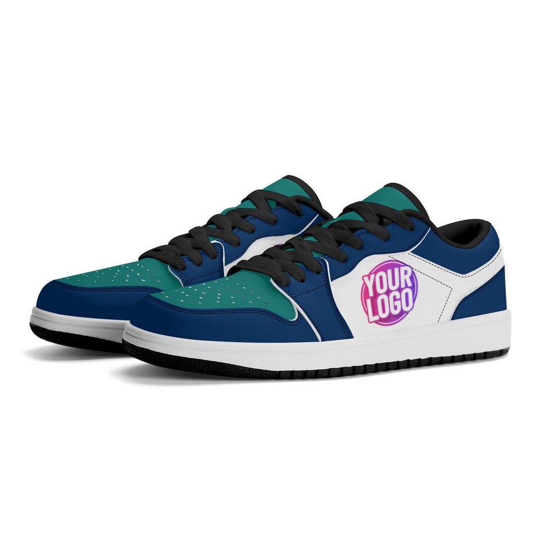 Custom Seattle-inspired Low-top Sneakers | Personalized Blue & Teal ...