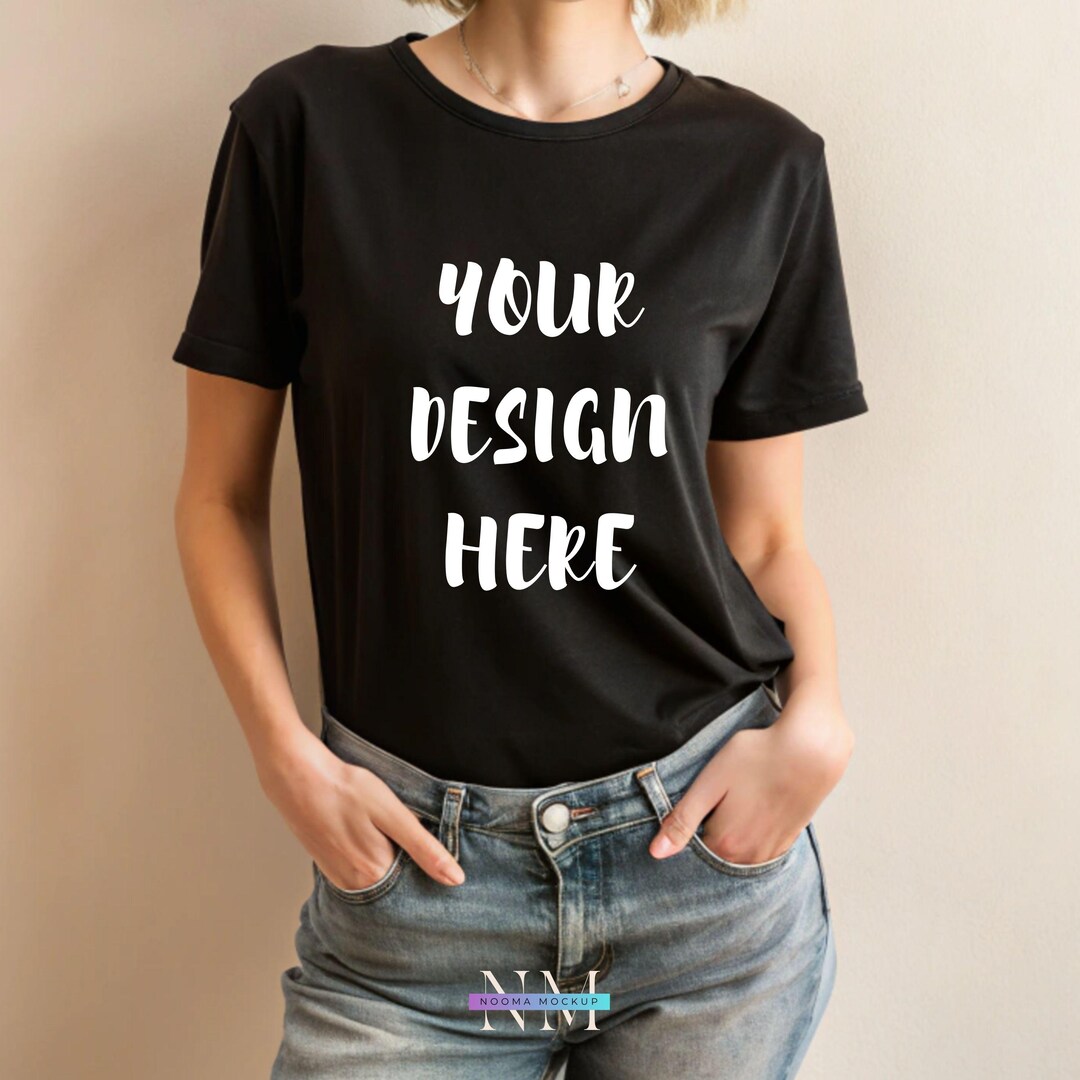 Black Bella Canvas 3001 T-shirt Mockup - Bella Canvas Black Shirt ...