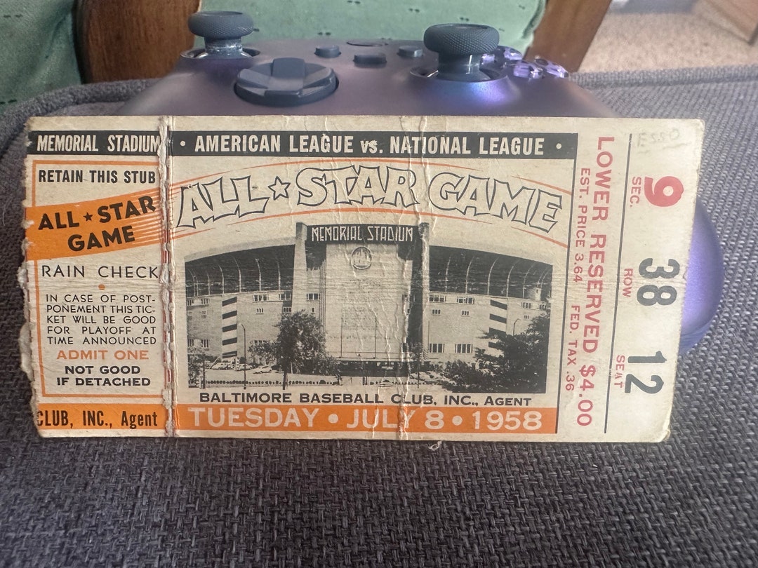 1958 All Star Game. Memorial Stadium. Rain Check Ticket With Stub ...