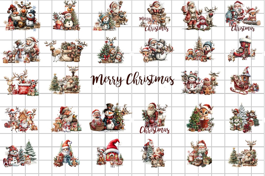 Vintage Christmas Clipart Bundle: Retro Santa PNG (digital Download) - Etsy