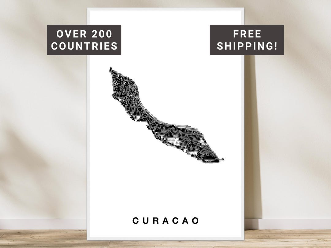 Curacao Elevation Map Poster Print | Minimalist Topographic Relief Wall ...