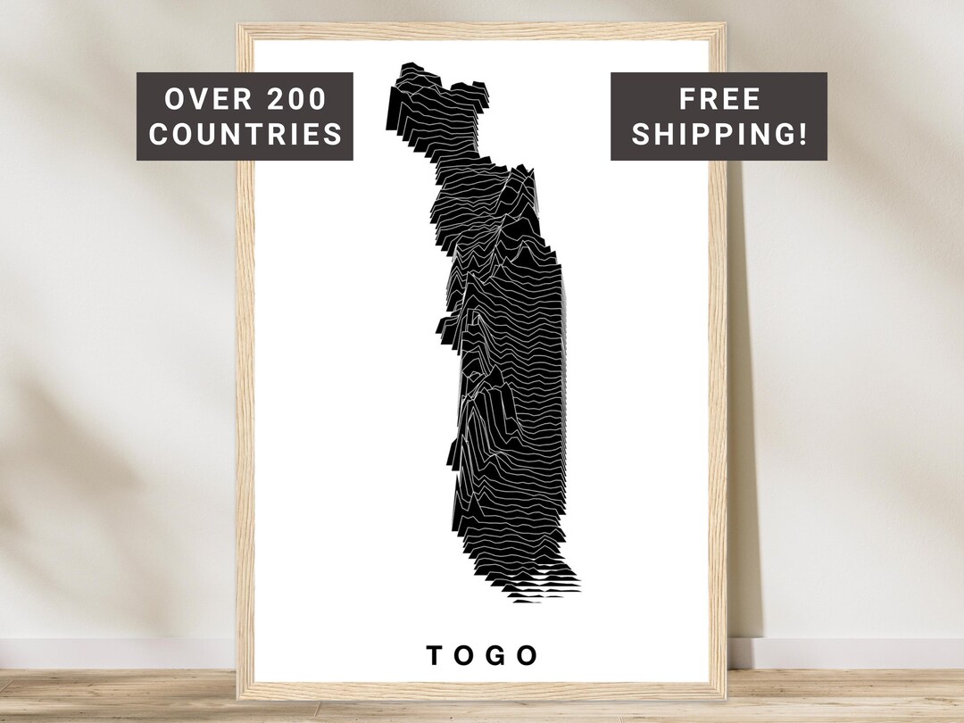 Togo Elevation Map Poster Print | Minimalist Topographic Relief Wall ...