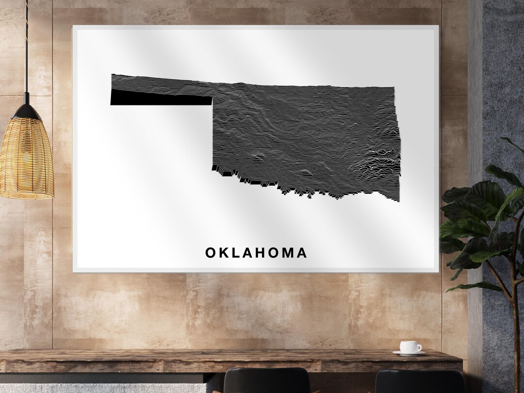 Oklahoma Elevation Map Poster Print | Minimalist Topographic Relief ...