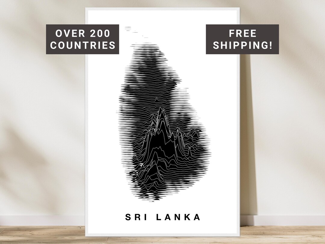 Sri Lanka Elevation Map Poster Print | Minimalist Topographic Relief ...