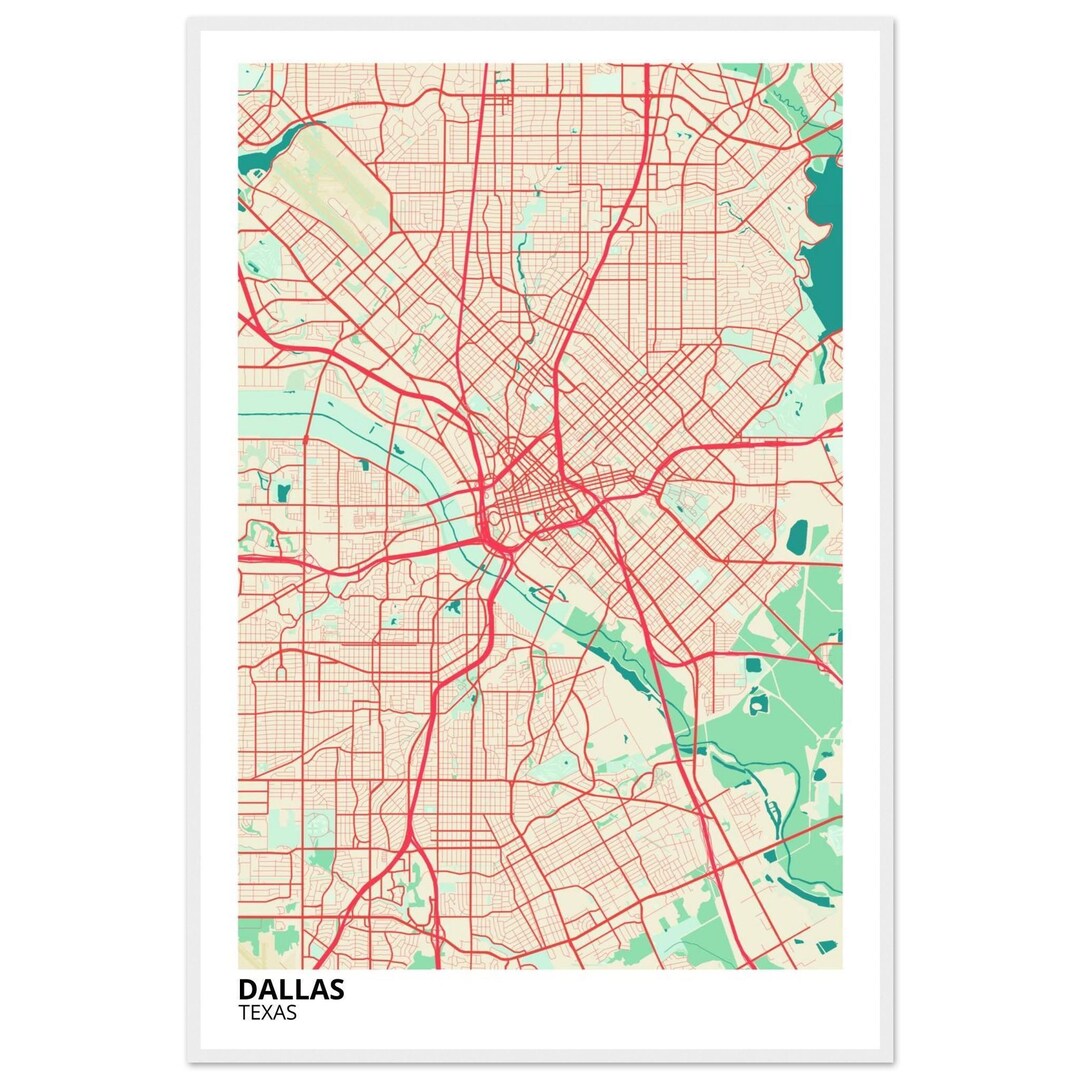 Dallas Texas City Map Poster | Personalized Print | Minimalist Modern ...