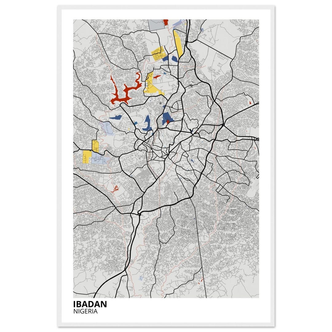 Ibadan Nigeria City Map Poster | Personalized Print | Minimalist Modern ...