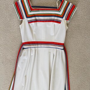 1980's jerell of Texas White Dress With Rainbow Accent Stripes . - Etsy