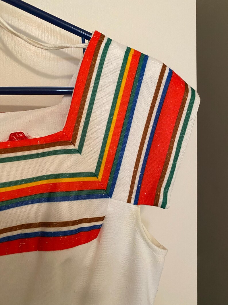 1980's "jerell of Texas" White Dress With Rainbow Accent Stripes . - Etsy