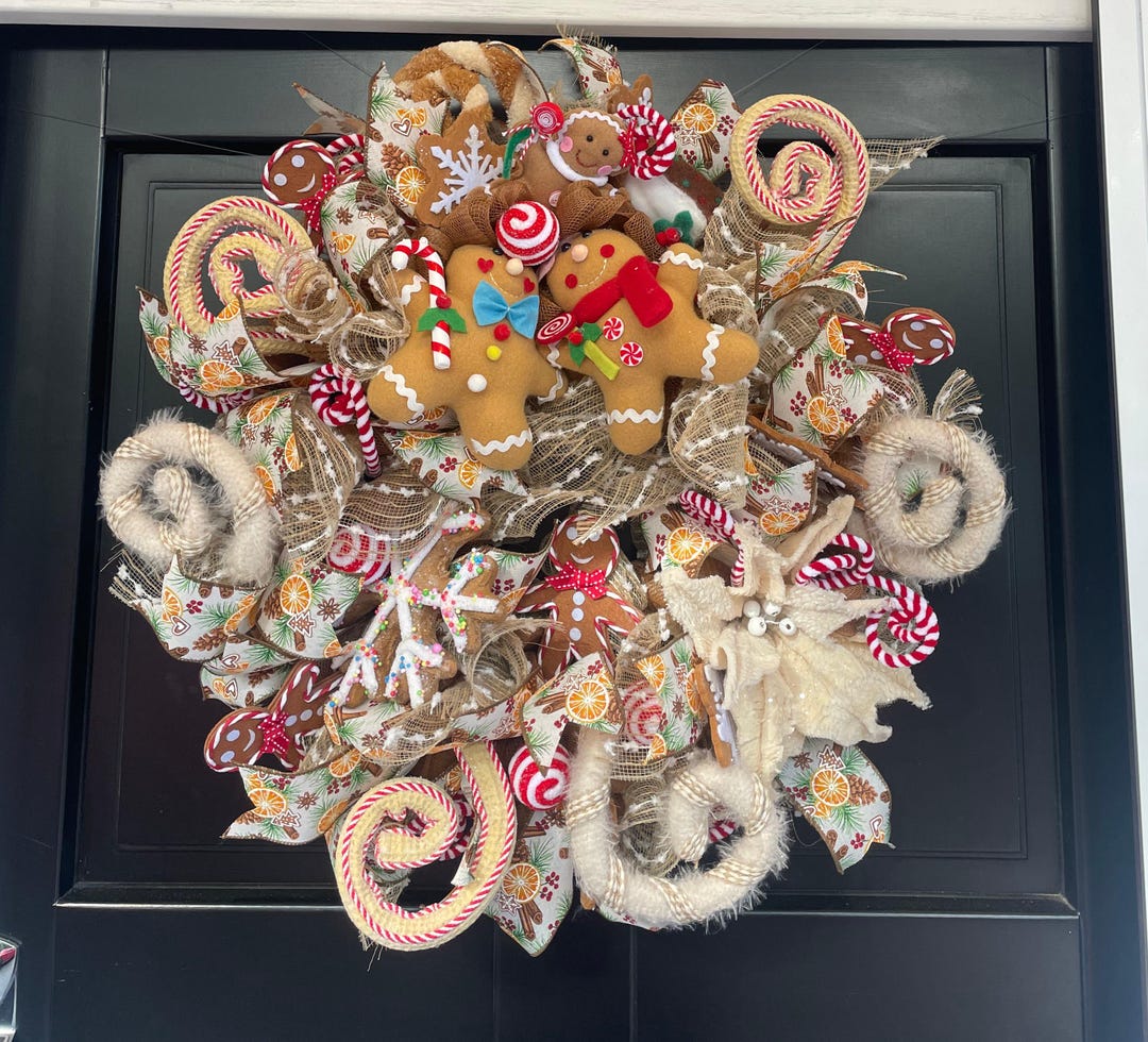 Gingerbread Luxury Christmas Front Door Wreath Traditional Elegant ...