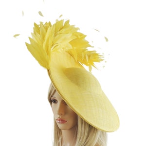 Yellow Fascinator Hats for Women,yellow Kentucky Derby Hat,lemon Ascot ...