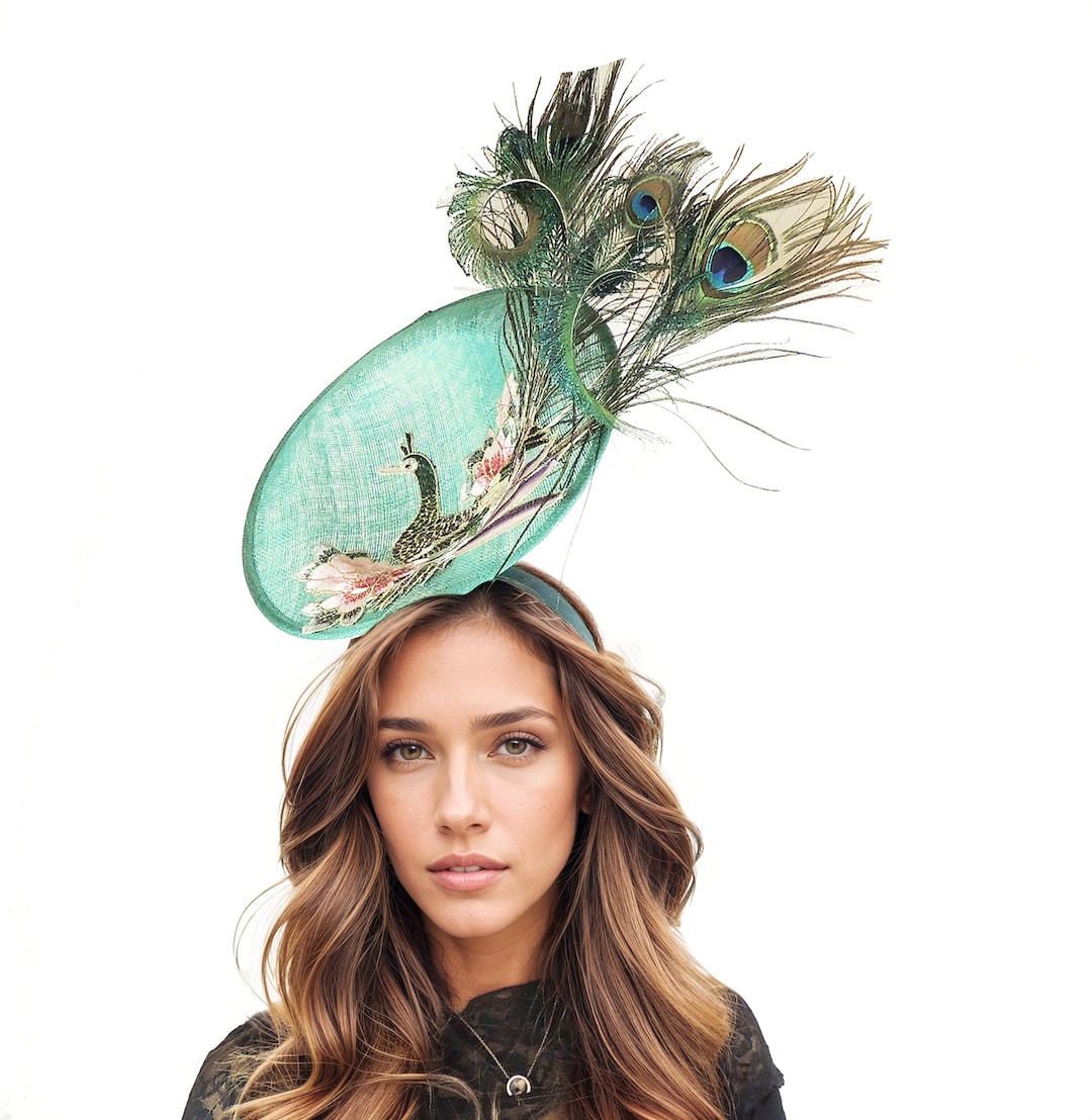 Jade Peacock Green Kentucky Derby Hat Ascot Fascinator Wedding Cocktail ...