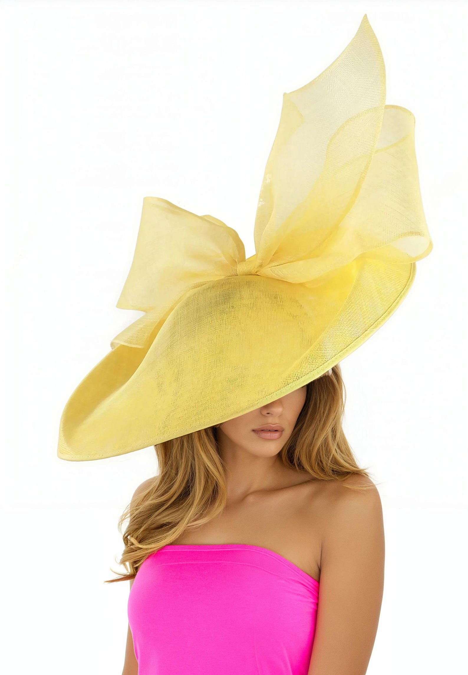 Lemon Yellow Statement Kentucky Derby Hat Fascinator Ascot Headwear ...