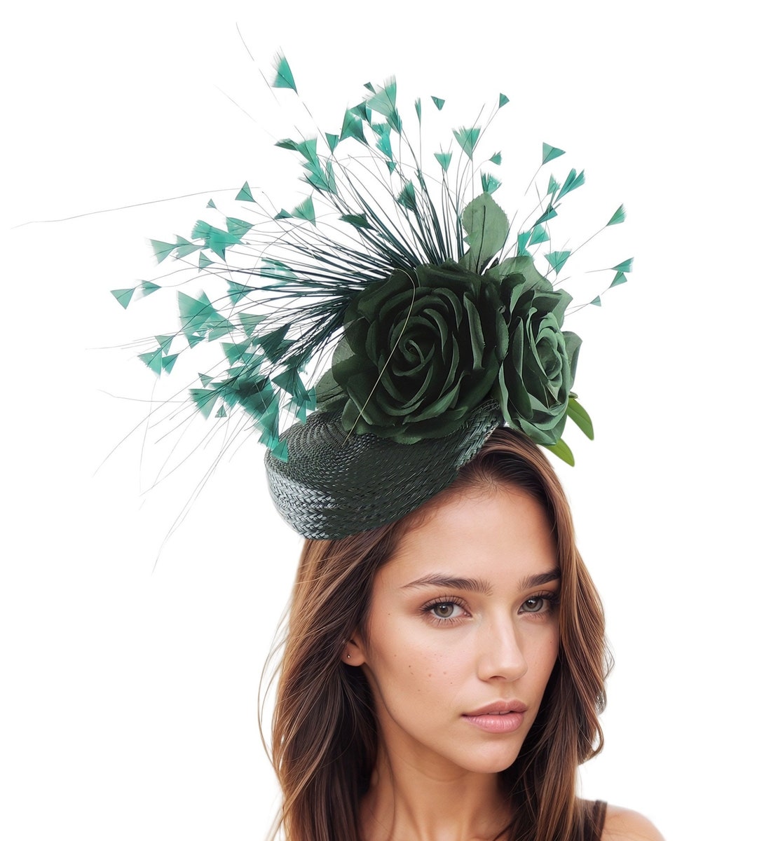 Dark Forest Army Green Kentucky Derby Fascinator Hat Wedding Cocktail ...