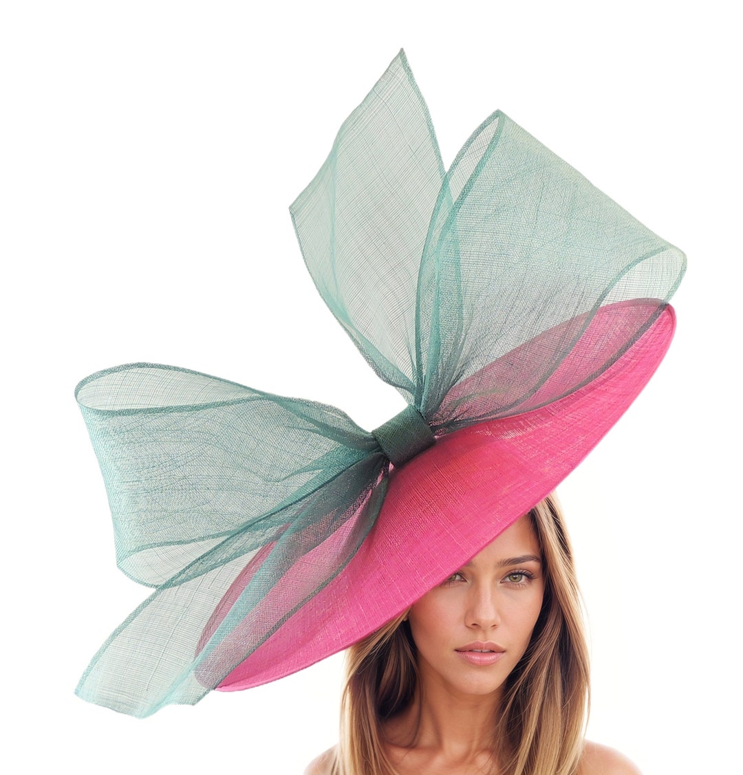 Bubblegum Hot Pink Jade Green Statement Saucer Hatinator Fascinator Hat ...