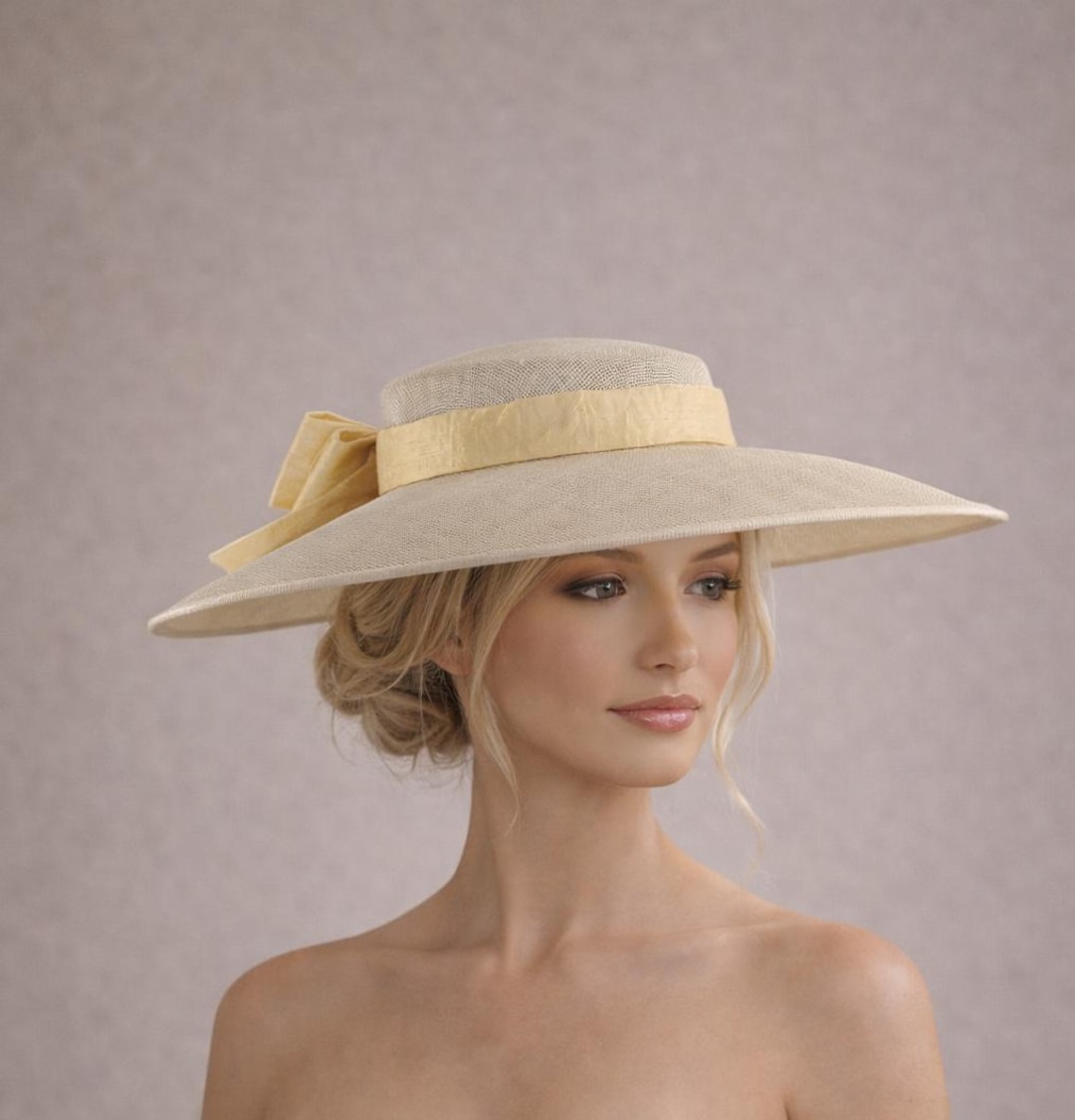 Butter Yellow Kentucky Derby Elegant Hat for Woman Statement Hat Bow ...