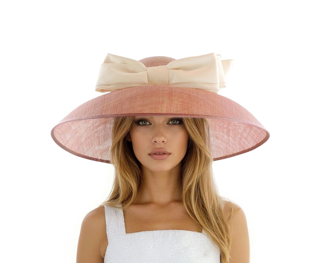 Kentucky Derby Hat Dark Blush Pink Ivory off White Ecru Ascot Church ...