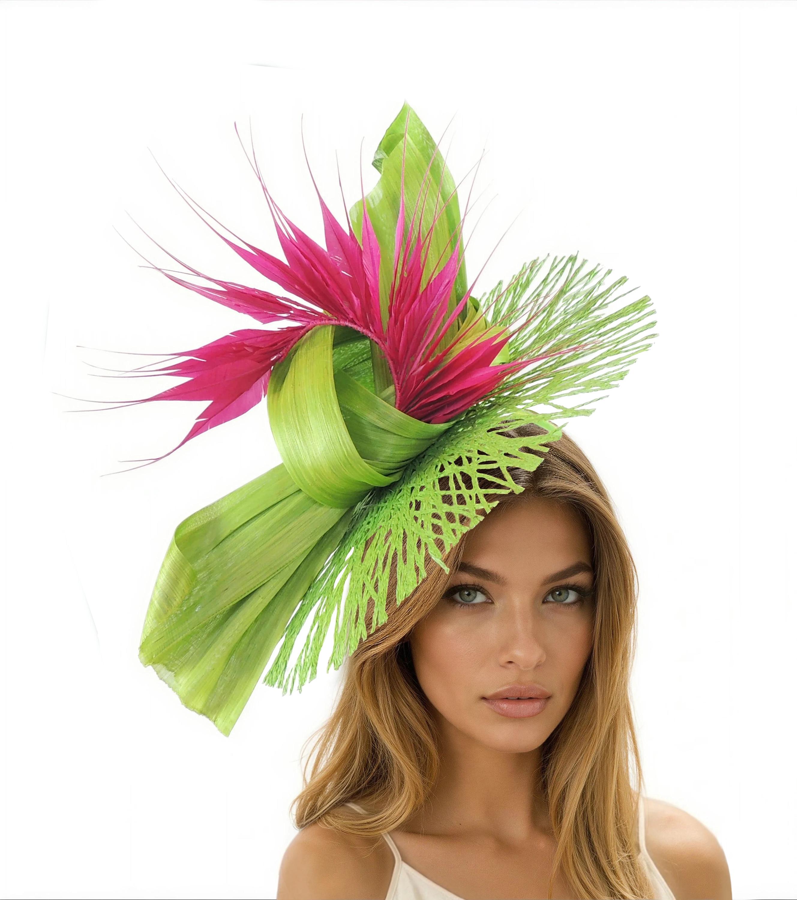 Lime Green Kentucky Derby Hat,hat,lime Green Ascot Fascinator, Colorful ...