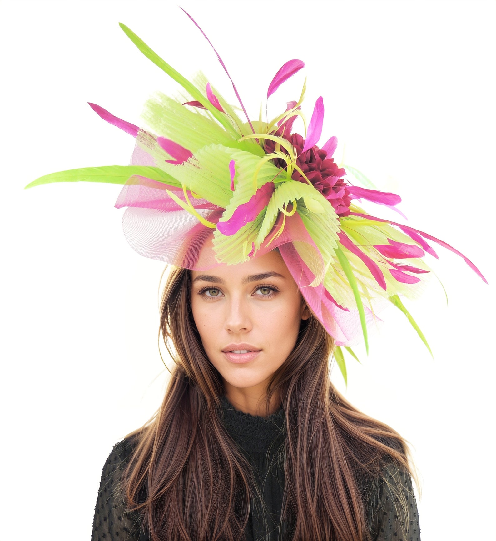 Pink Olive Green Hatinator Fascinator Royal Ascot Kentucky Derby ...