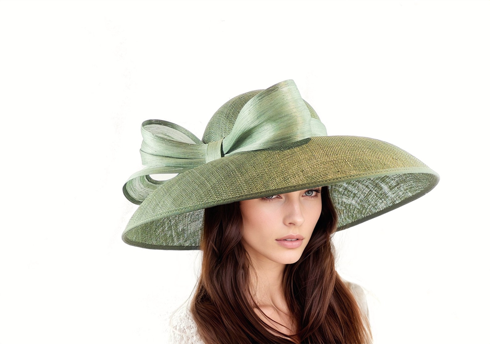 Baby Pale Blush Pink Olive Green Derby Hats Royal Ascot Church Ladies ...