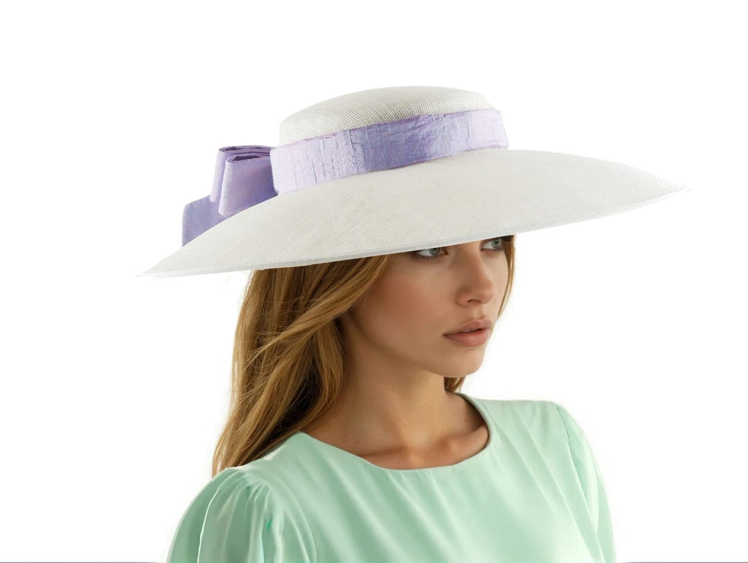 White Lavender Elegant Mother of Bride Hat: Kentucky Derby Fascinator ...