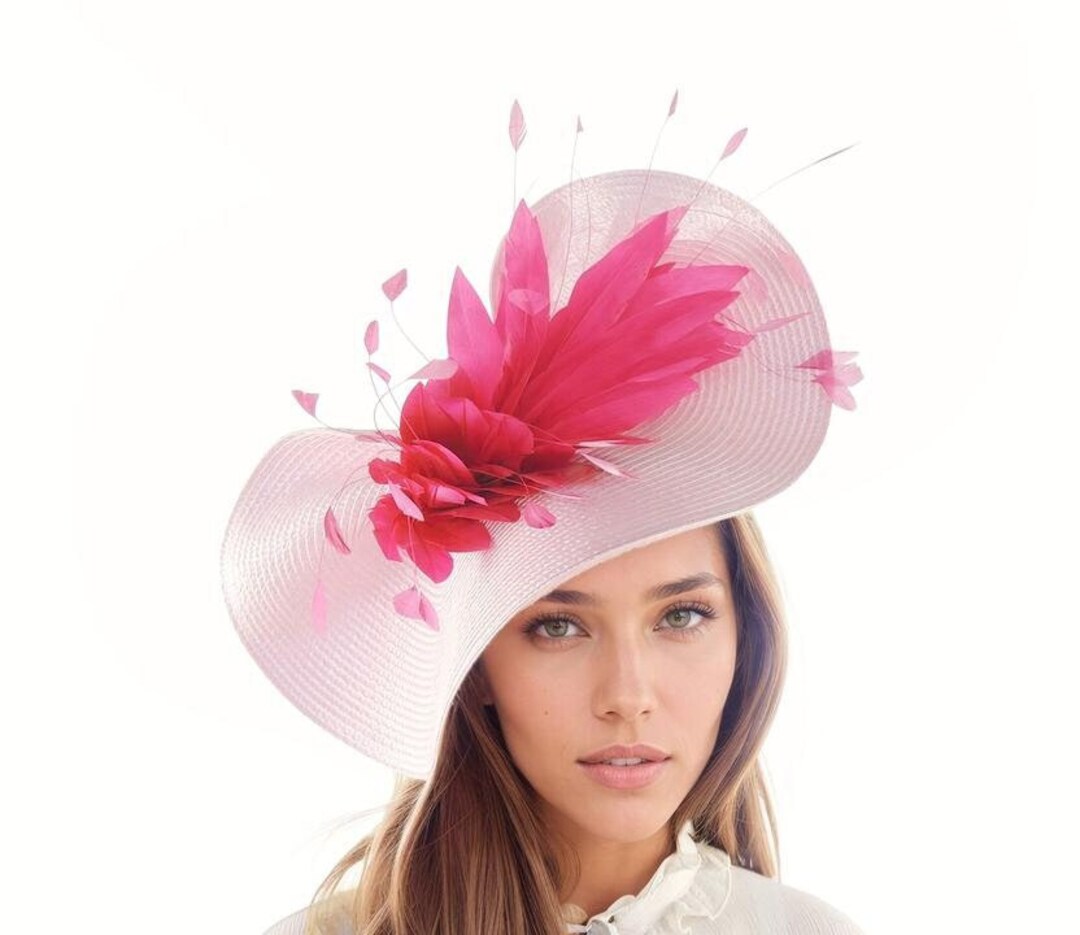 Kentucky Derby Ascot Fascinator Hat Candy Pale Pink Fuchsia Saucer Disc ...