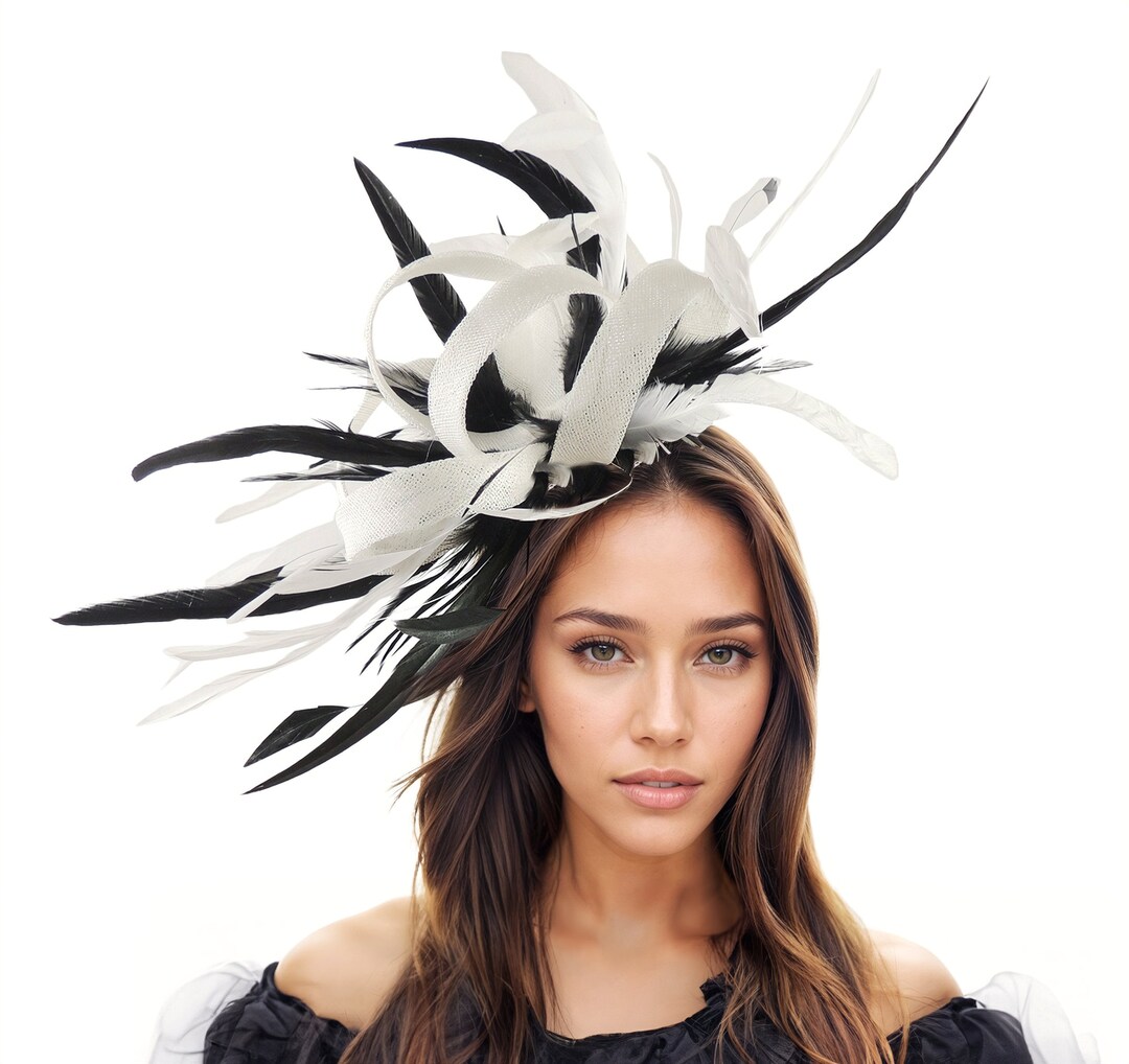 Elegant White Black Fascinator, White Wedding Hat,white Royal Ascot Hat ...