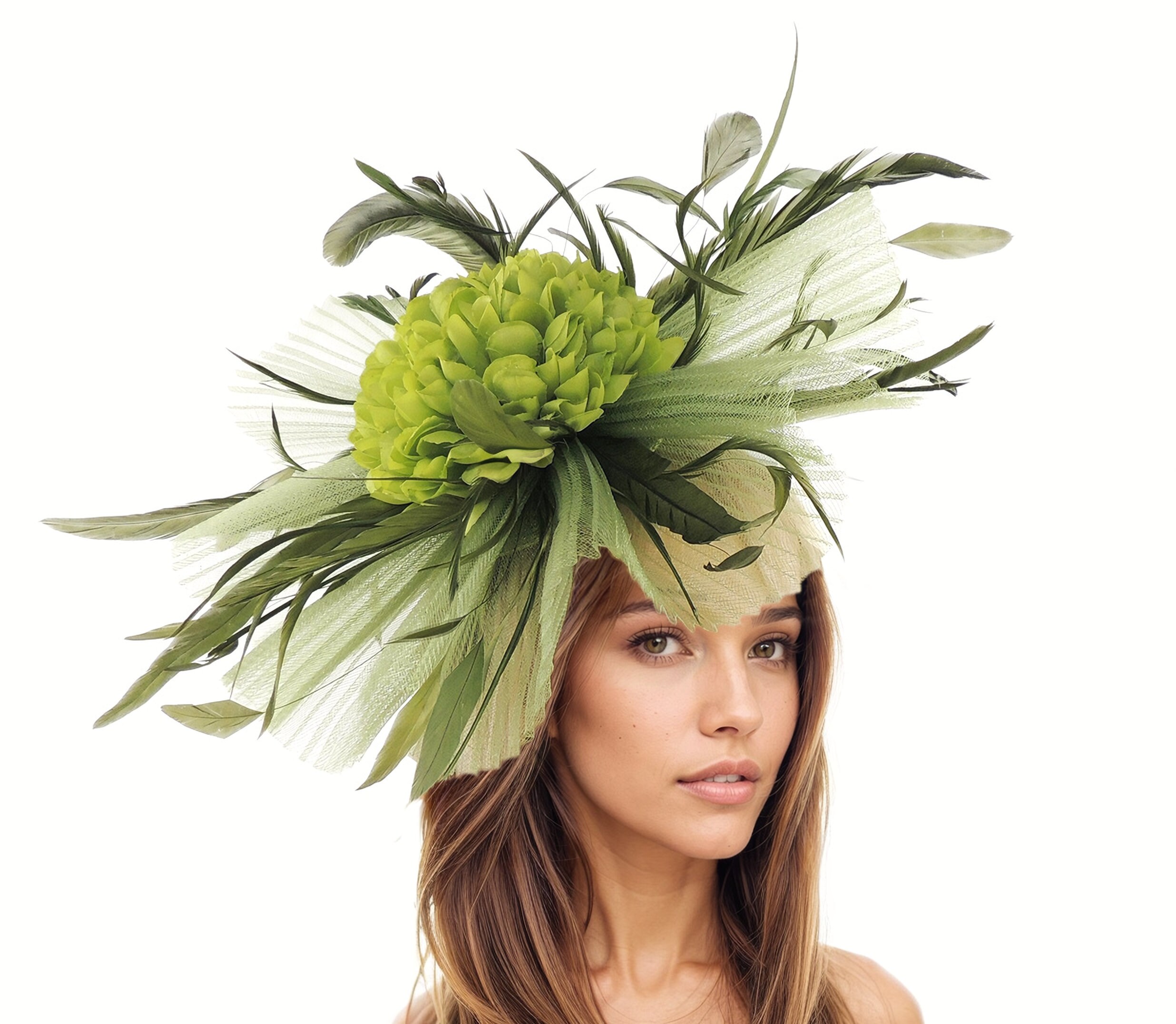 Pink Olive Green Hatinator Fascinator Royal Ascot Kentucky Derby ...