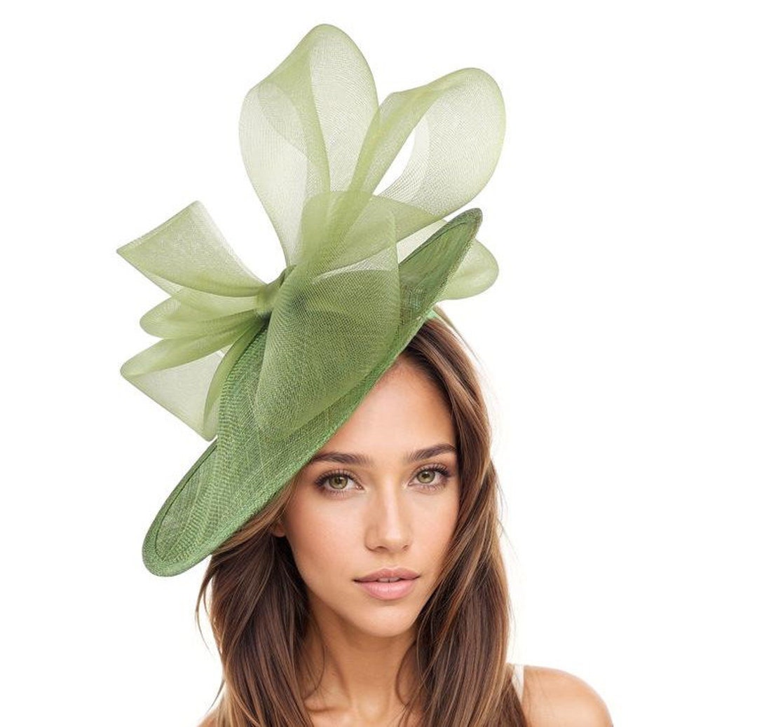 Olive Green Saucer Disc Kentucky Derby Fascinator Hat Royal Ascot ...