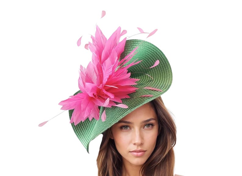 Emerald Kelly Green Fuchsia Hot Pink Kentucky Derby Fascinator Hat ...