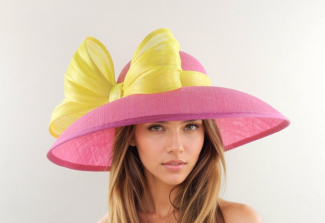 Bubblegum Hot Pink Lemon Yellow Kentucky Derby Hats Ascot Church Race ...