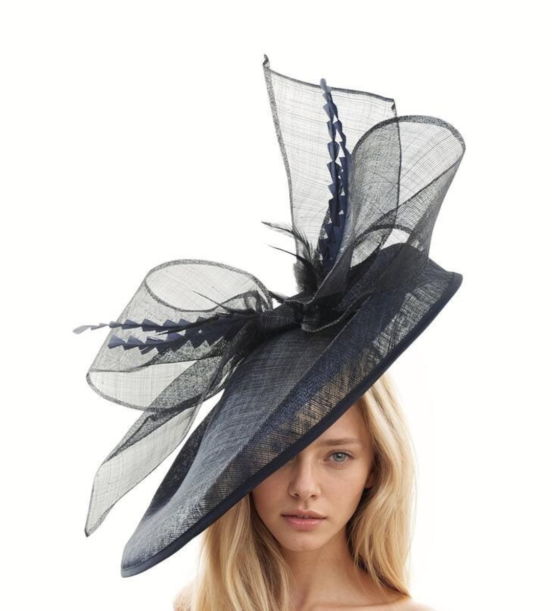 Navy Blue Black Statement Hatinator Kentucky Derby Fascinator Hats ...