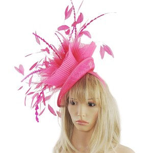 Fuchsia Pink Feather Kentucky Derby Fascinator Hat Wedding Fascinators ...