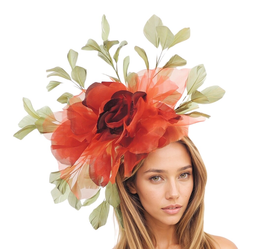 Red Olive Forest Green Ascot Fascinator Hat Headband Kentucky Feather ...