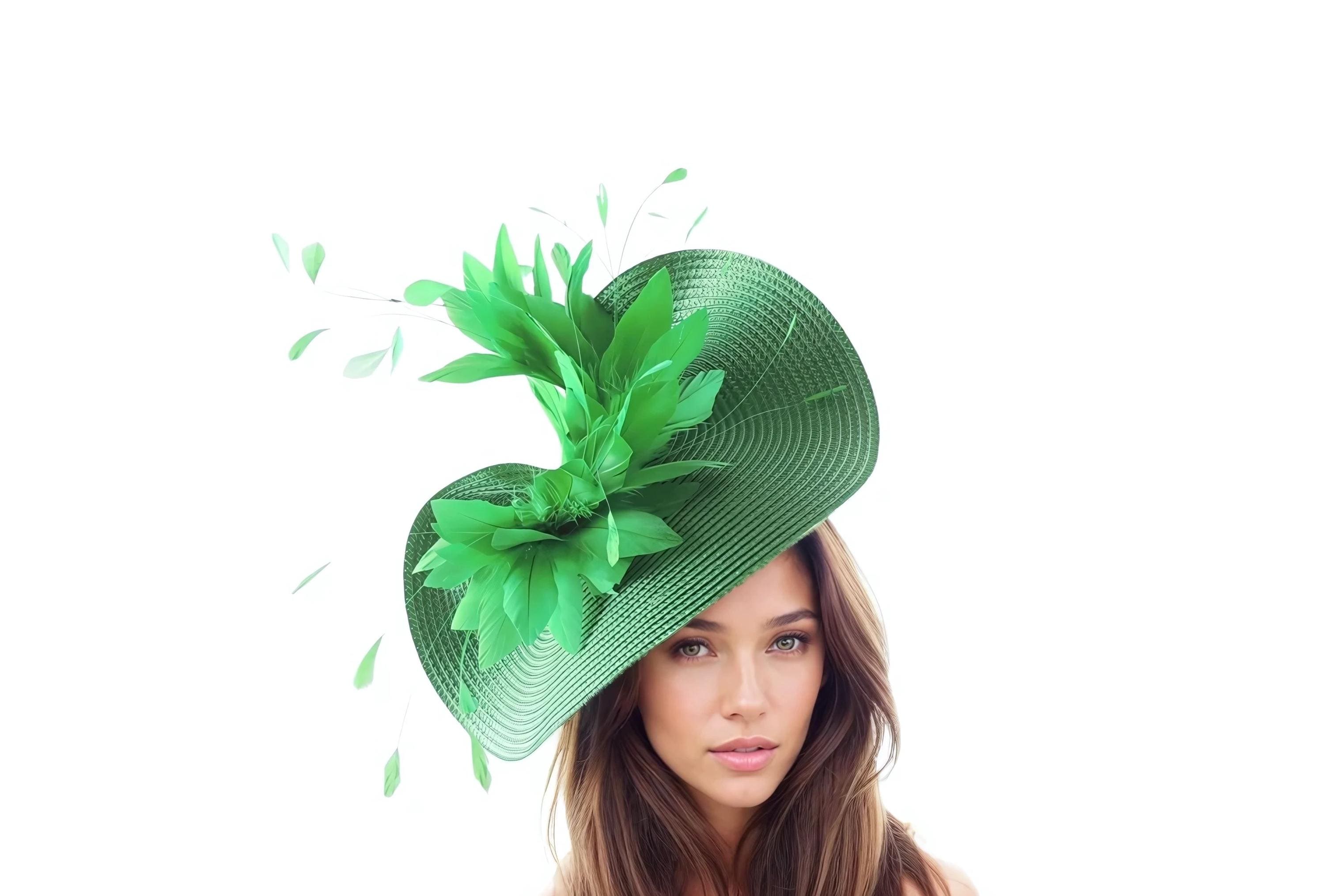 Emerald Kelly Green Fuchsia Hot Pink Kentucky Derby Fascinator Hat ...