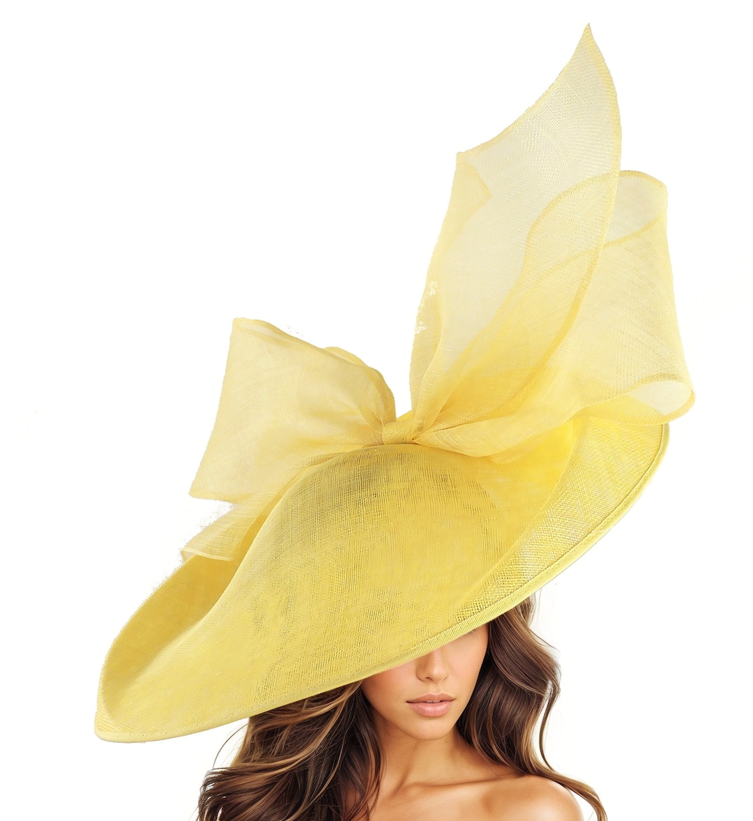 Lemon Yellow Statement Hatinator Kentucky Derby Fascinator Womens Ascot ...