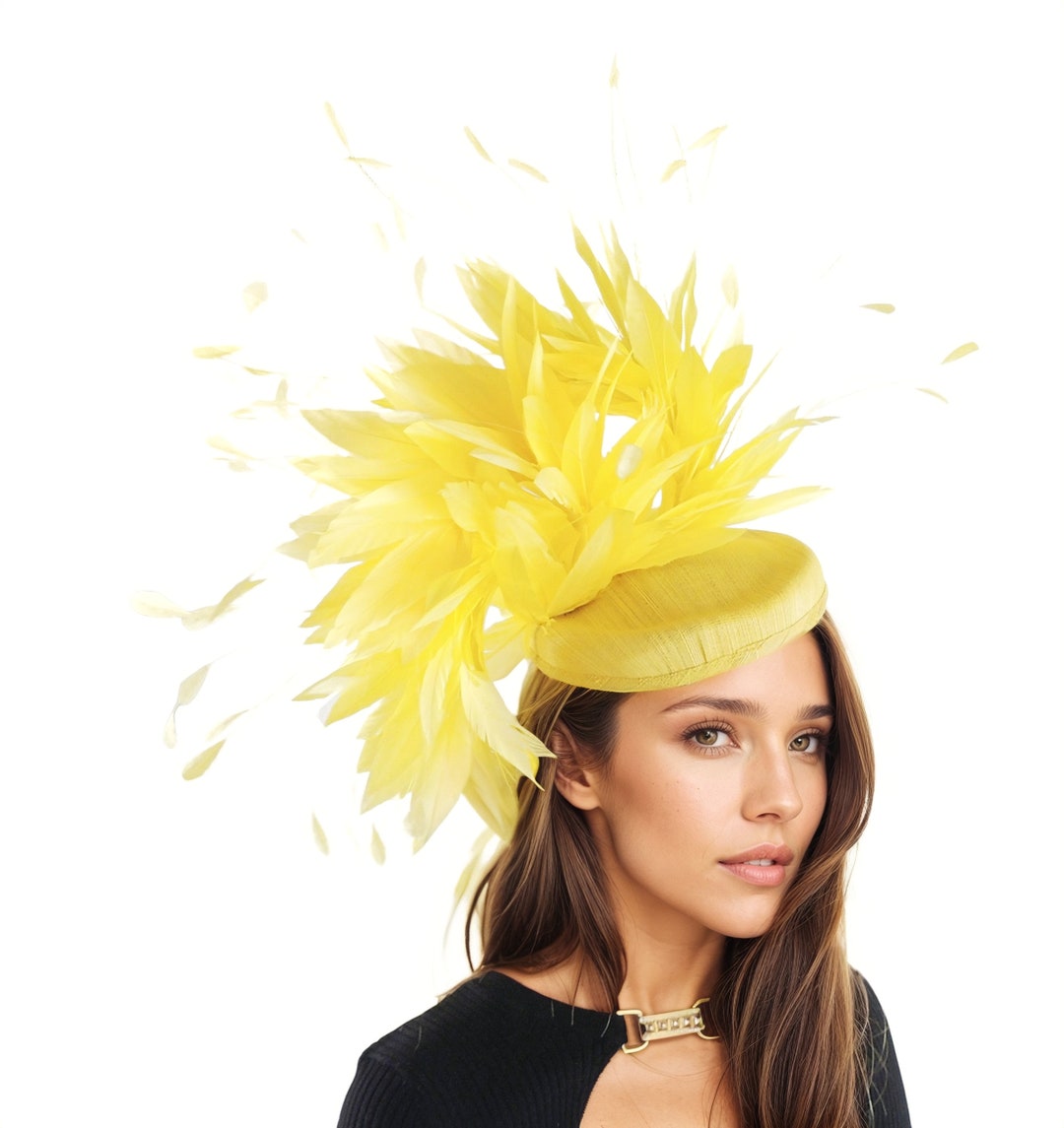 Lemon Yellow Kentucky Derby Fascinator Hat Womans Ascot Hat, Tea Party ...