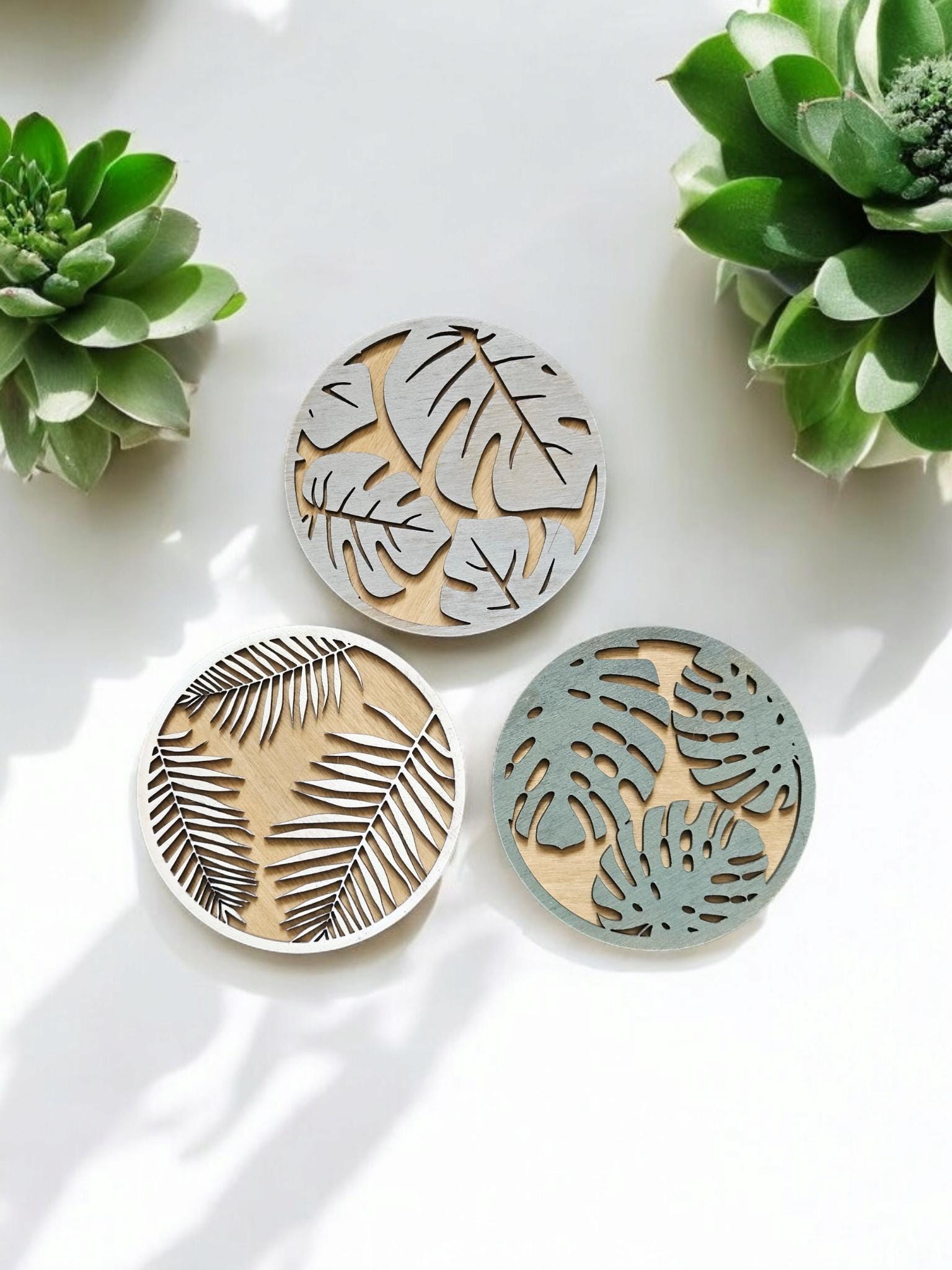 Set of 3 Tropical Leaf Coasters - Etsy