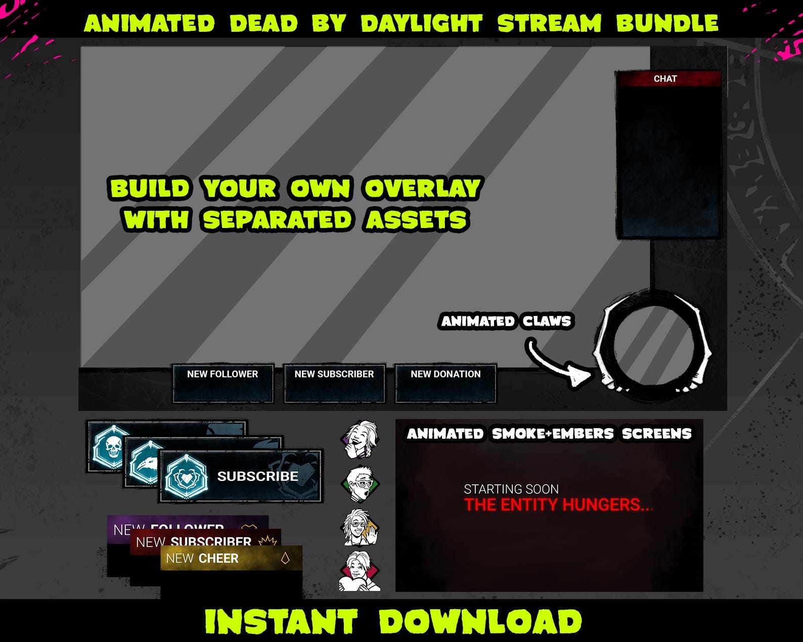 Animated Twitch Stream Package | Dead by Daylight Overlays, Panels ...