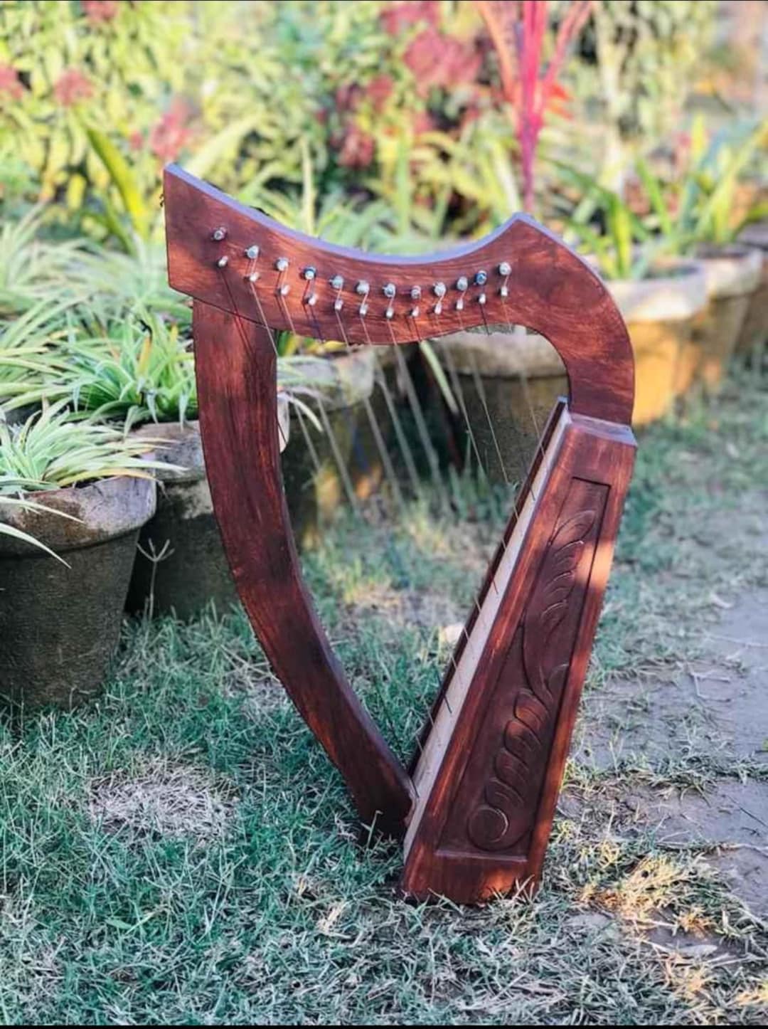 Handmade 19-string Celtic Irish Knee Harp Solid Rosewood Includes Extra ...