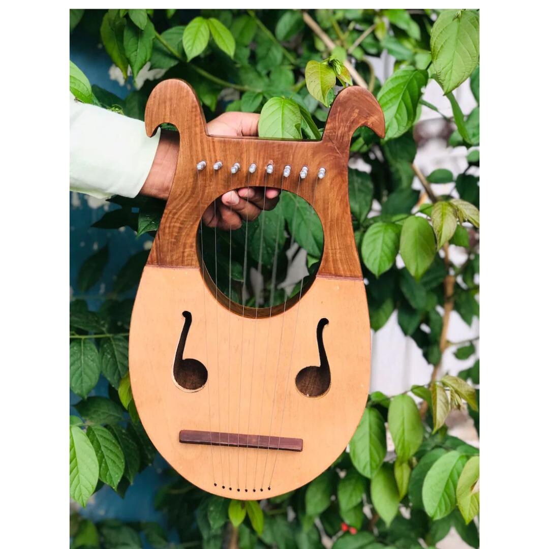 Handmade White and Gold Lyre Harp 8 Metal Strings Rosewood Lyre Harp ...