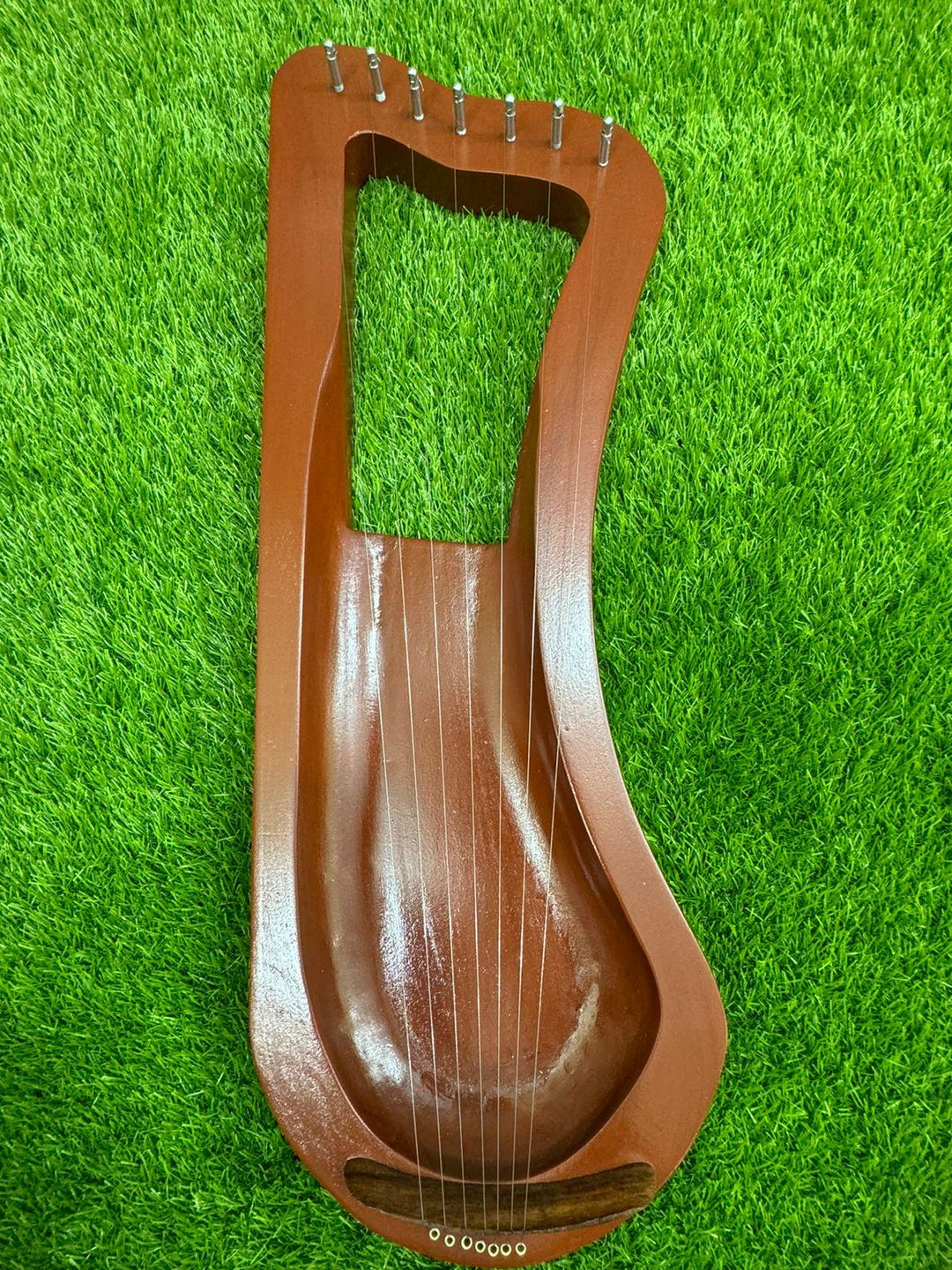 7-string Wooden Lyre Harp With Metal Strings – Mahogany Solid Wood String Instrument + Carry Bag ...