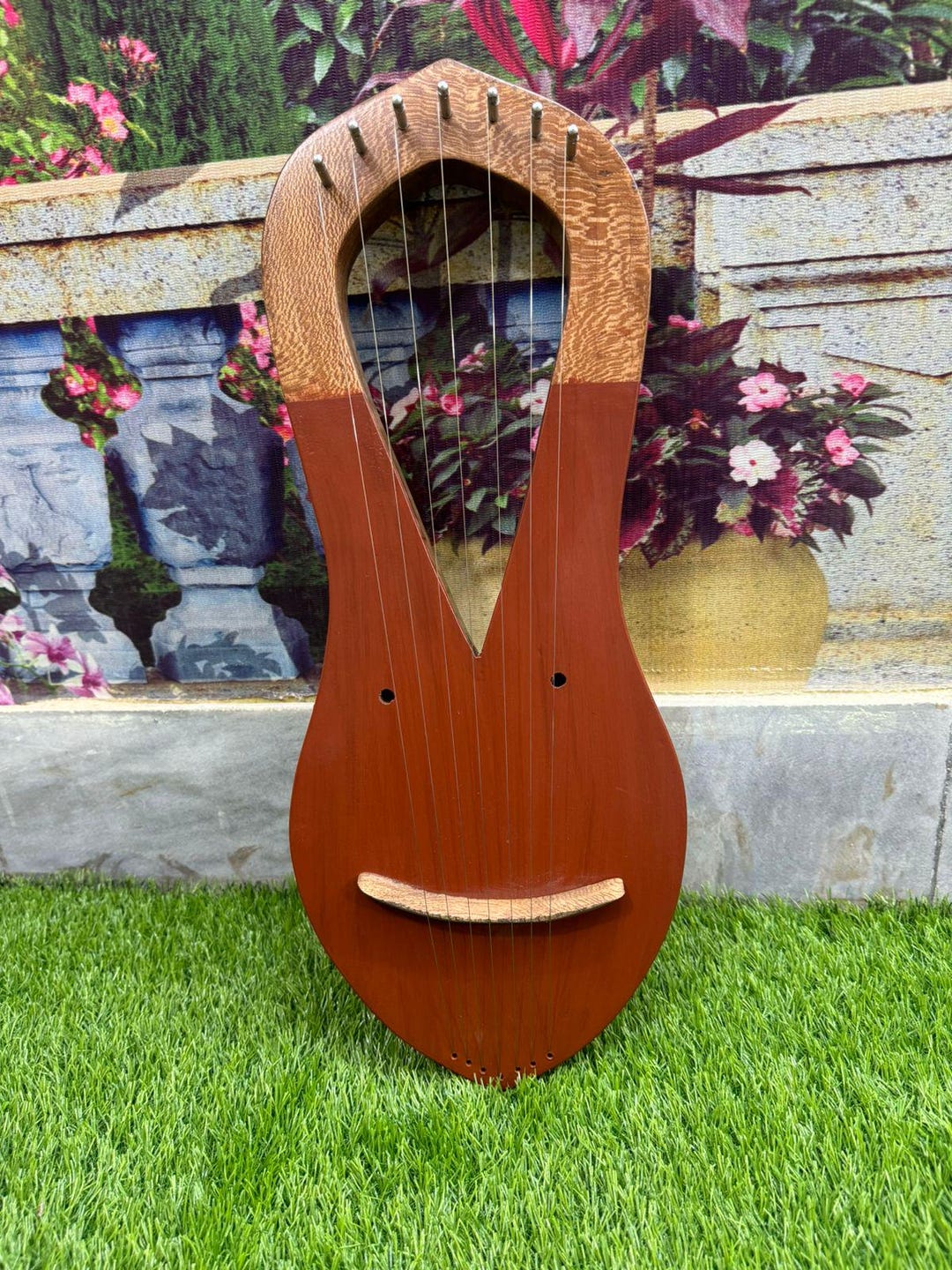 7-string Wooden Lyre Harp With Metal Strings Mahogany Solid Wood String Instrument Carry Bag ...