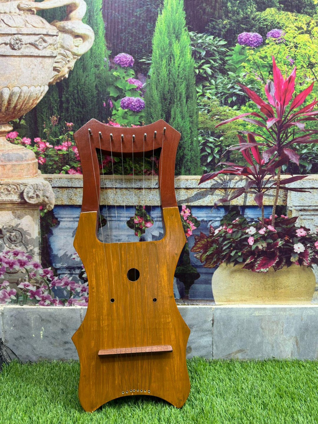 8-string Wooden Lyre Harp With Metal Strings Mahogany Solid Wood String ...